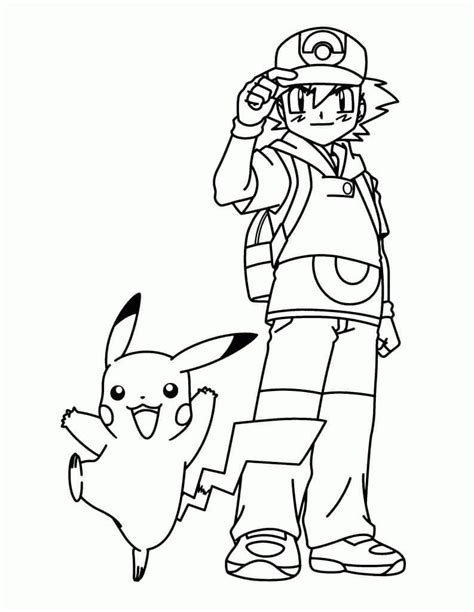 Dibujos De Pikachu Y Ash Ketchum Para Colorear Para Colorear Pintar E