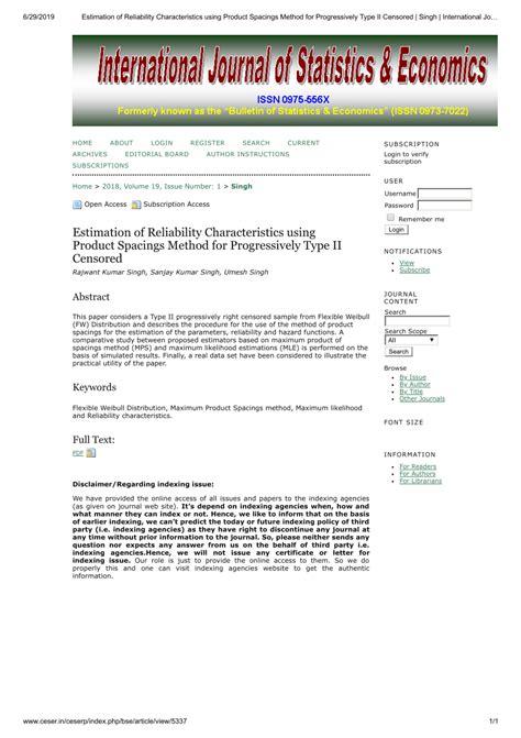 pdf estimation of reliability characteristics using product spacings method for progressively