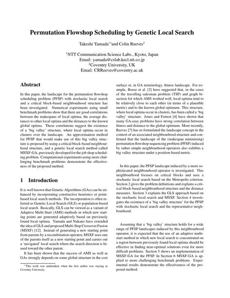 pdf permutation flowshop scheduling by genetic local search