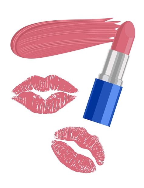 Premium Vector Set Of Lipsticks And Lipstick Smears Lip Print Beauty