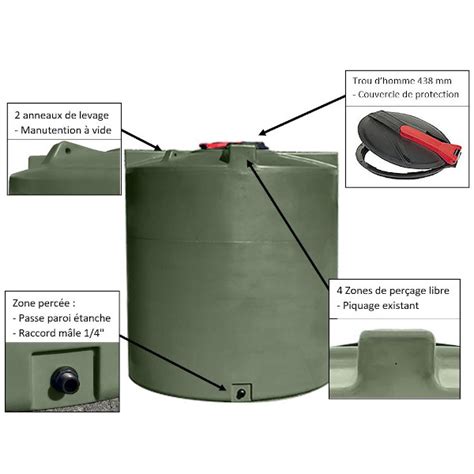 Cuve verticale aérienne de stockage d eau de pluie 2000 L Achatmat