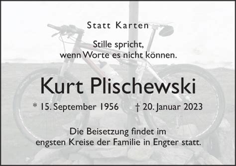 Traueranzeigen Von Kurt Plischewski Noz Trauerportal
