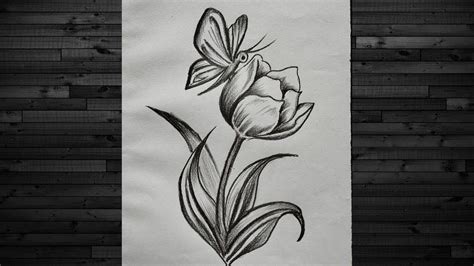FLOWER DARWING Flower Pencil Drawing Step By Step Easy Flower