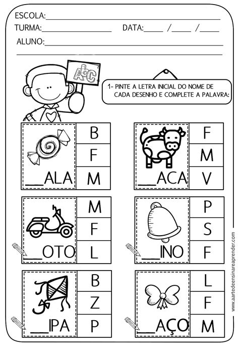 ATIVIDADE PRONTA LETRA INICIAL A Arte De Ensinar E Aprender