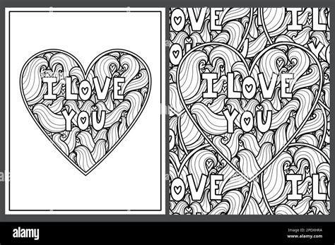 I Love You doodle páginas para colorear de corazón en formato de carta