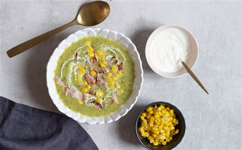 Soupe de maïs et bacon grillé A Vos Assiettes