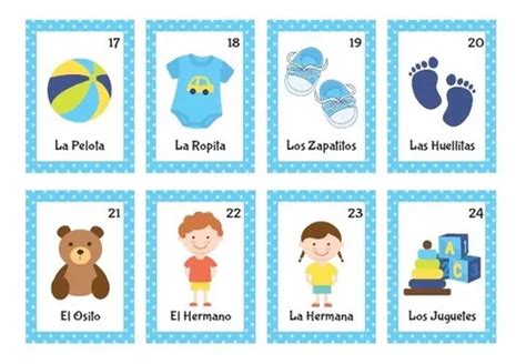 Kit Imprimible Loteria Baby Shower Niño Con 20 Tablas en venta en