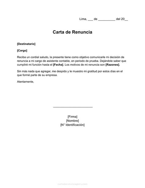 ᐅ Carta de Renuncia por Periodo de Prueba Ejemplos
