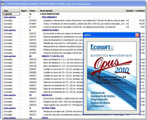 Opus Planet Software De Precios Unitarios Presupuestos Y Control De