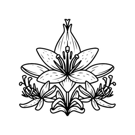 Páginas para colorear Vector de contorno de la flor de lirio Vector