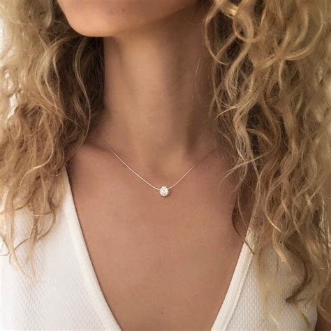 925 Sterling Silver Round Cubic Zirconia Solitaire Necklace On Etsy