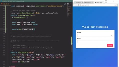 getting started with vue js 14 processing a form with vue youtube