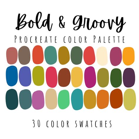 Bold Groovy Procreate Colors Palette L Earthy Color Palette For
