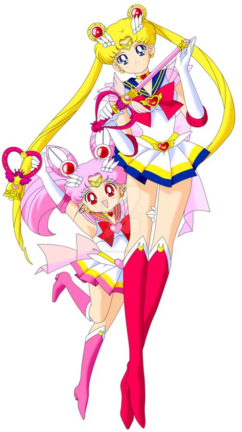 Super Sailor Moon And Super Sailor Chibimoon By Albertosancami Sailor Chibi Moon Sailor Moon