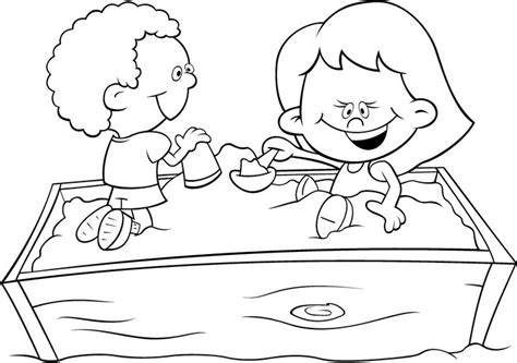 Niños jugando con arena para colorear Dibujo Views