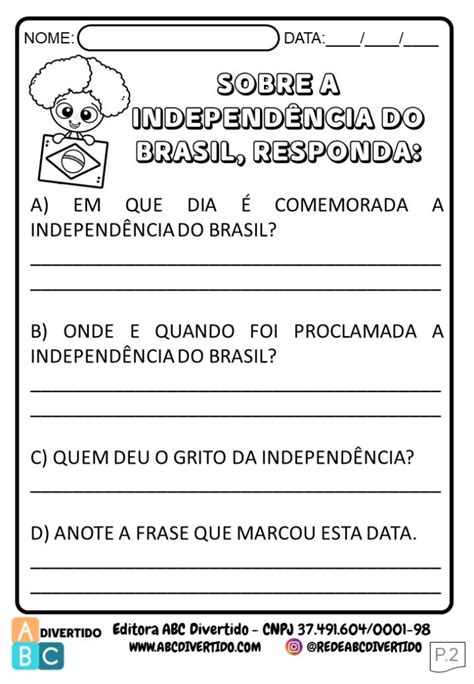 Atividades sobre a Independência do Brasil alfabetização Atividades