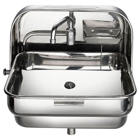 RV Camper Caravan Folding Sink Stainless Steel Trailer Hand Wash Basin