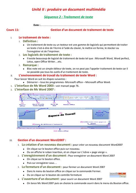 11 Gestion D Un Document De Traitement De Texte AlloSchool