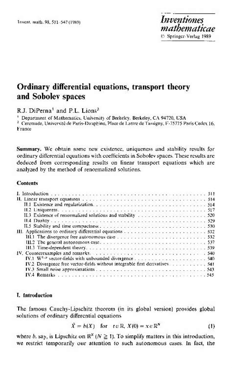 pdf ordinary differential equations transport theory and sobolev spaces dokumen tips
