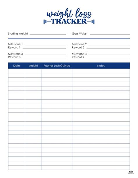 Weight Loss Trackers Free Printables Printabulls