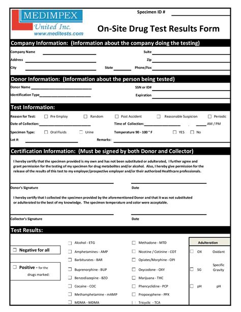 blank std test result form printable