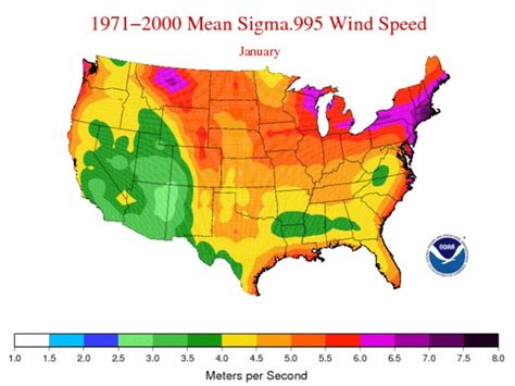 Average Wind Speeds Map Viewer NOAA Climate Gov