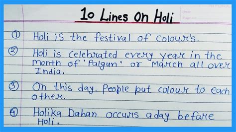 Write Line Essay On Holi In English Line Essay On Holi Festival