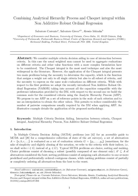 pdf combining analytical hierarchy process and choquet integral within non addititive robust