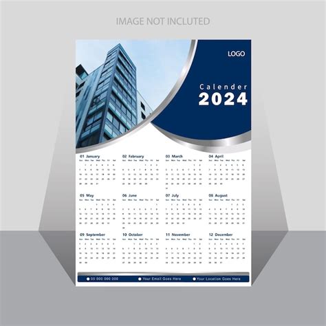 Plantilla de diseño de calendario de pared de año nuevo 2024 con color