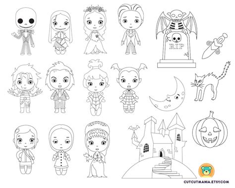 Películas de terror Set 2 para colorear lindos personajes de Etsy