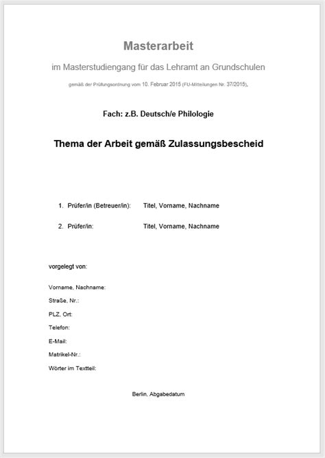So Erstellst Du Dein Deckblatt Masterarbeit 11 Univorlagen