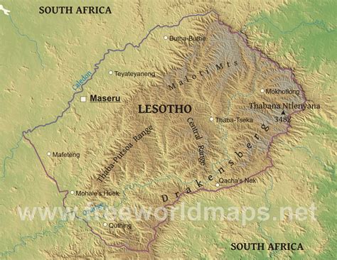 Lesotho Physical Map