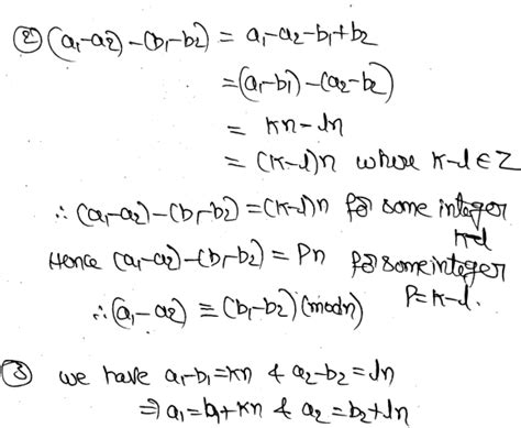prove if a1 b1 mod n and a2 b2 mod n then 1 a1 wizedu