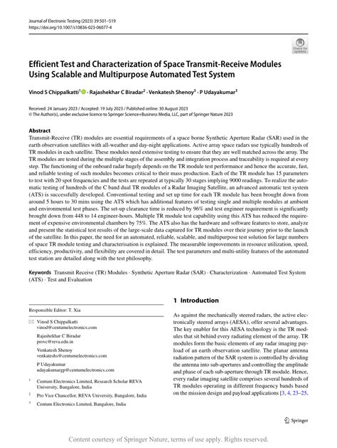 efficient test and characterization of space transmit receive modules using scalable and