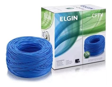 Caixa De Cabo De Rede Azul Cftv 305 Metros 4 Pares Elgin Materiais
