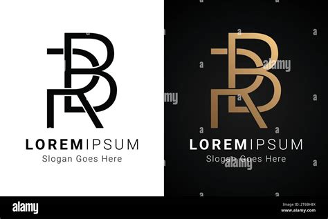 Luxury Initial BR Or RB Monogram Text Letter Logo Design Stock Vector