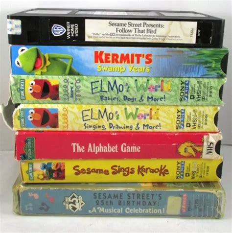 LOT OF 8 SESAME STREET VHS Elmo S World KERMITS Swamp Years Follow Big