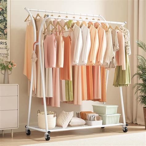 BIZFURN White Clothes Rack Heavy Duty Clothing Racks For Hanging
