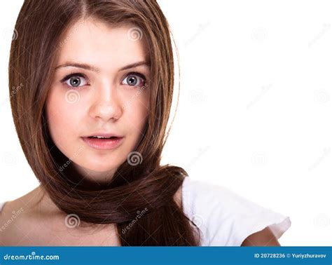 Fille De L Adolescence Avec De Longs Poils Et Peau Propre Photo Stock