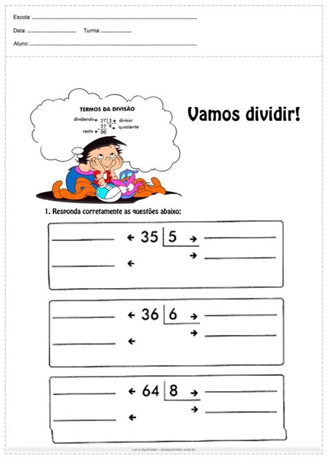 Atividades de multiplicação e divisão 2º ano Para Imprimir