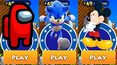Sonic Dash Vs Among Us Rush Vs Mickey Mouse Run All Bosses All