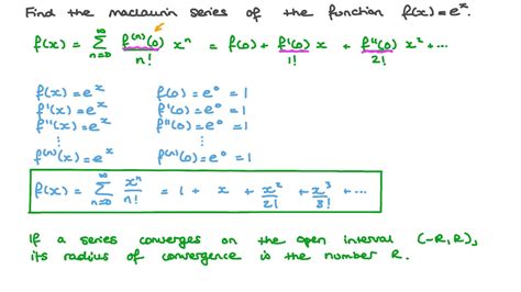 question video finding the maclaurin series of an exponential function nagwa