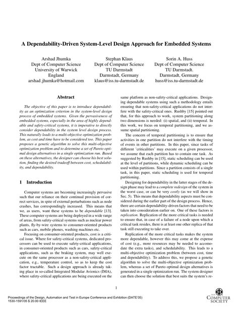 pdf a dependability driven system level design approach for embedded systems