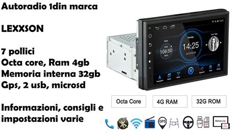 Autoradio Android LEXXSON Funzioni Istruzioni Informazioni E