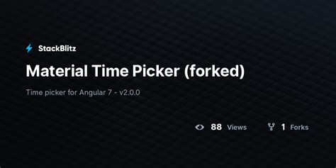 Material Time Picker Forked Stackblitz