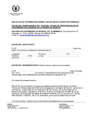 Fillable Online Enfermeriademurcia SOLICITUD DE INFORMACION SOBRE LOS