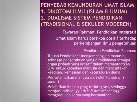Faslur Rahman Pptx Penyebab Kemunduran Umat Islam PPT