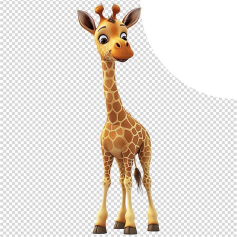 Jirafa Linda De Dibujos Animados Aislada Sobre Fondo Transparente Png