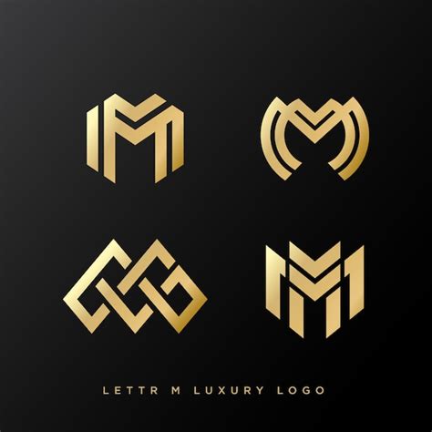 Conjunto De Cuatro Logo De Lujo Letra M Vector Premium