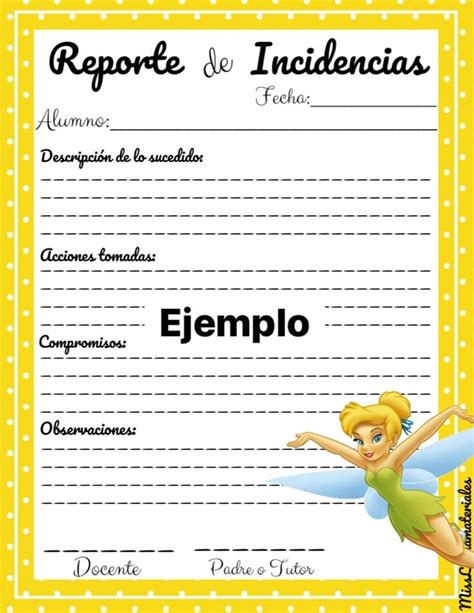 Pin de Mtra Anita en Documentación escolar Reporte de incidencias